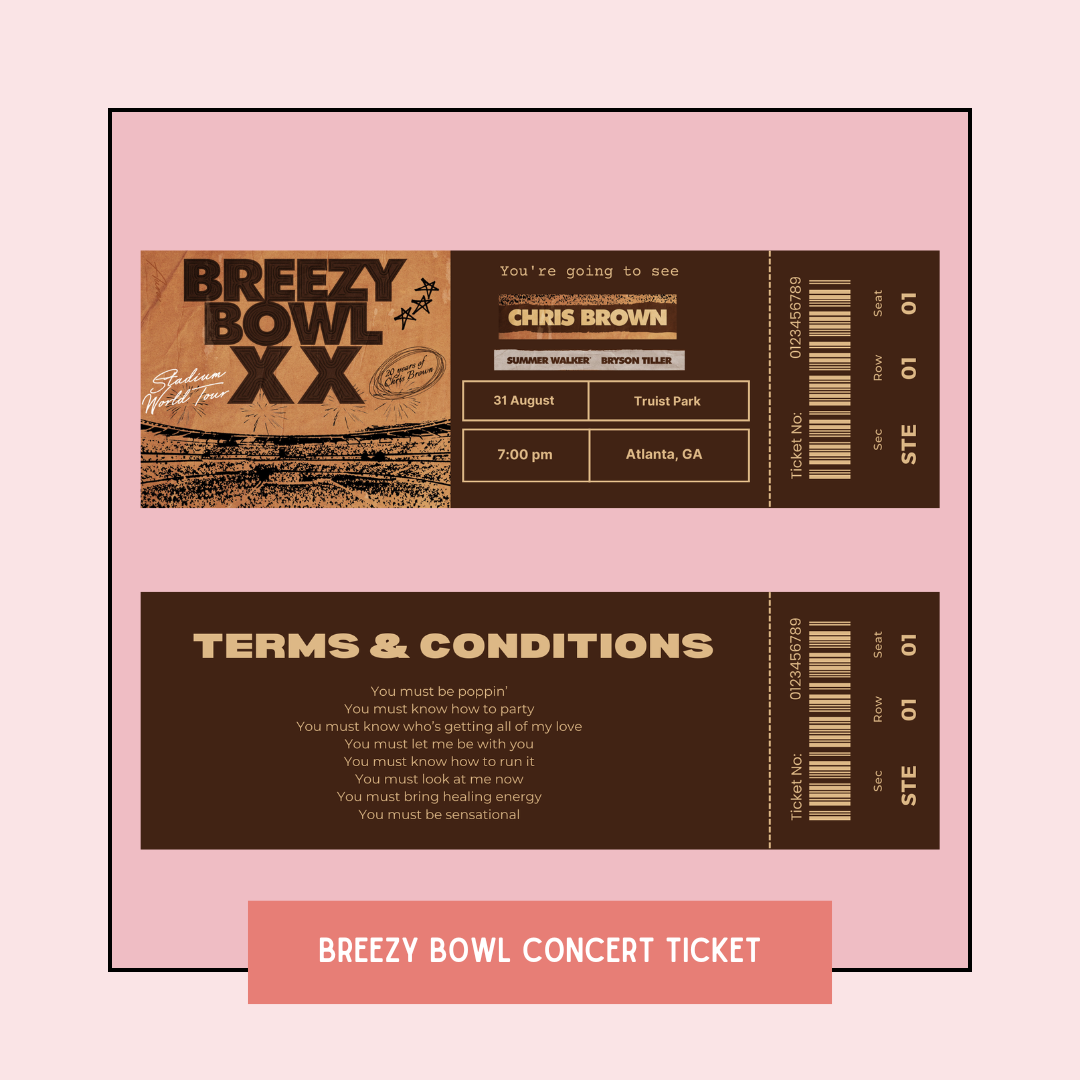 Chris Brown Breezy Bowl Concert Ticket - Peach Twists